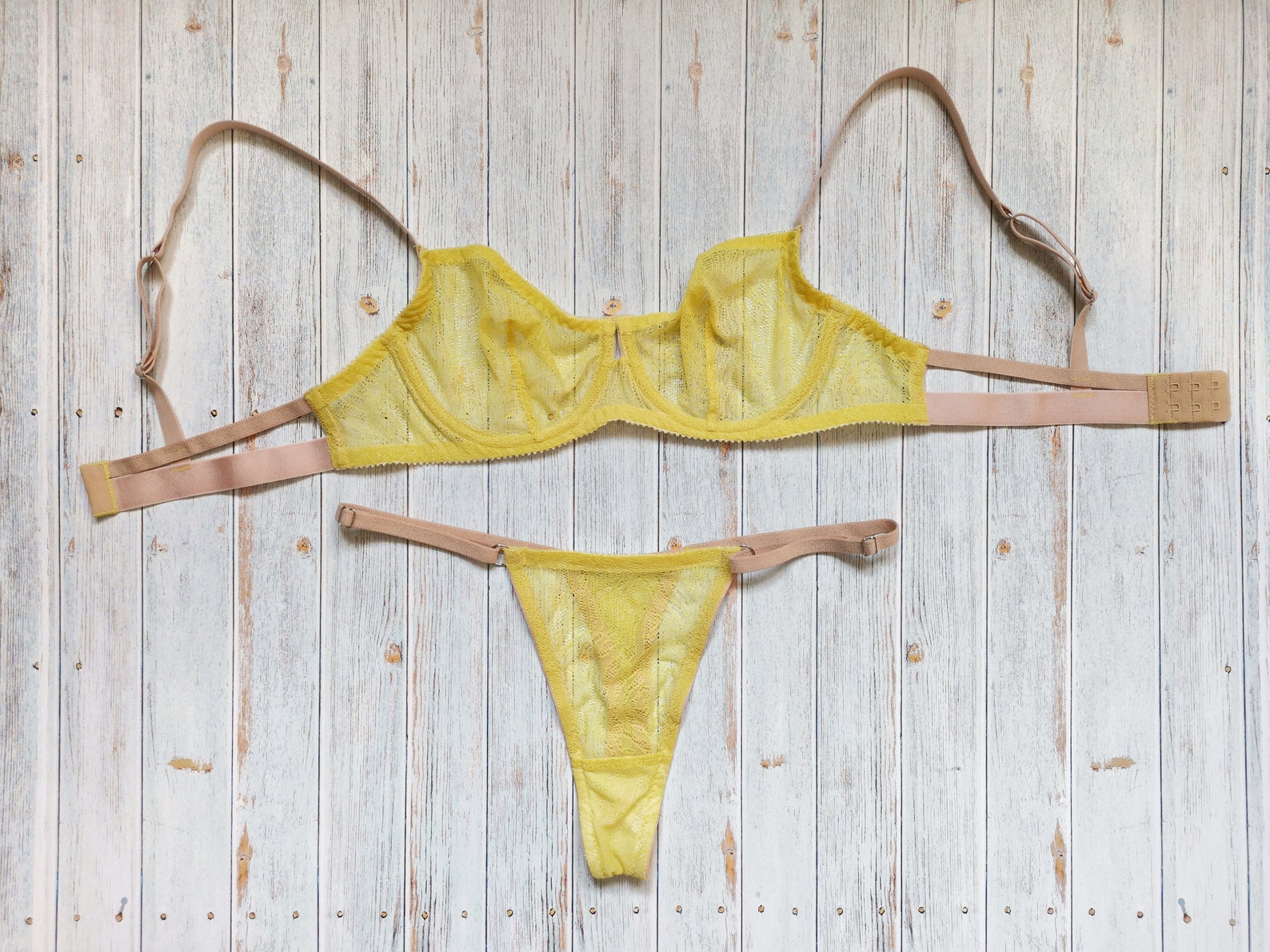 Yellow Lingerie Set Yellow Bra Set Sheer Sexy Lingerie | Etsy