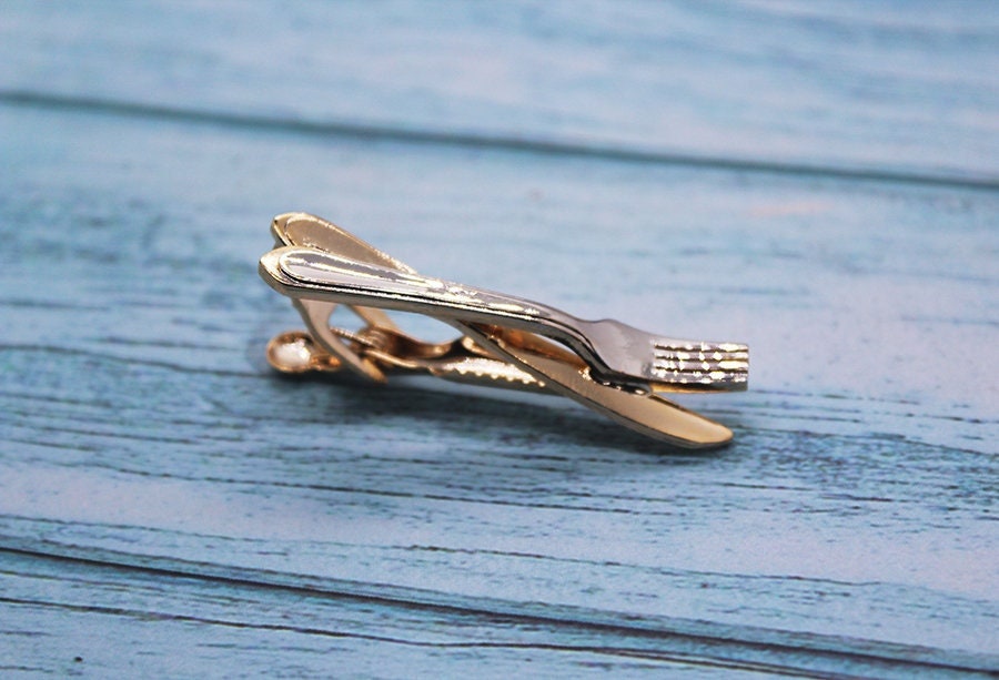 Fork and Knief Tie Clip Foodie Chef Clasp Bar Cook Wedding Gift ...