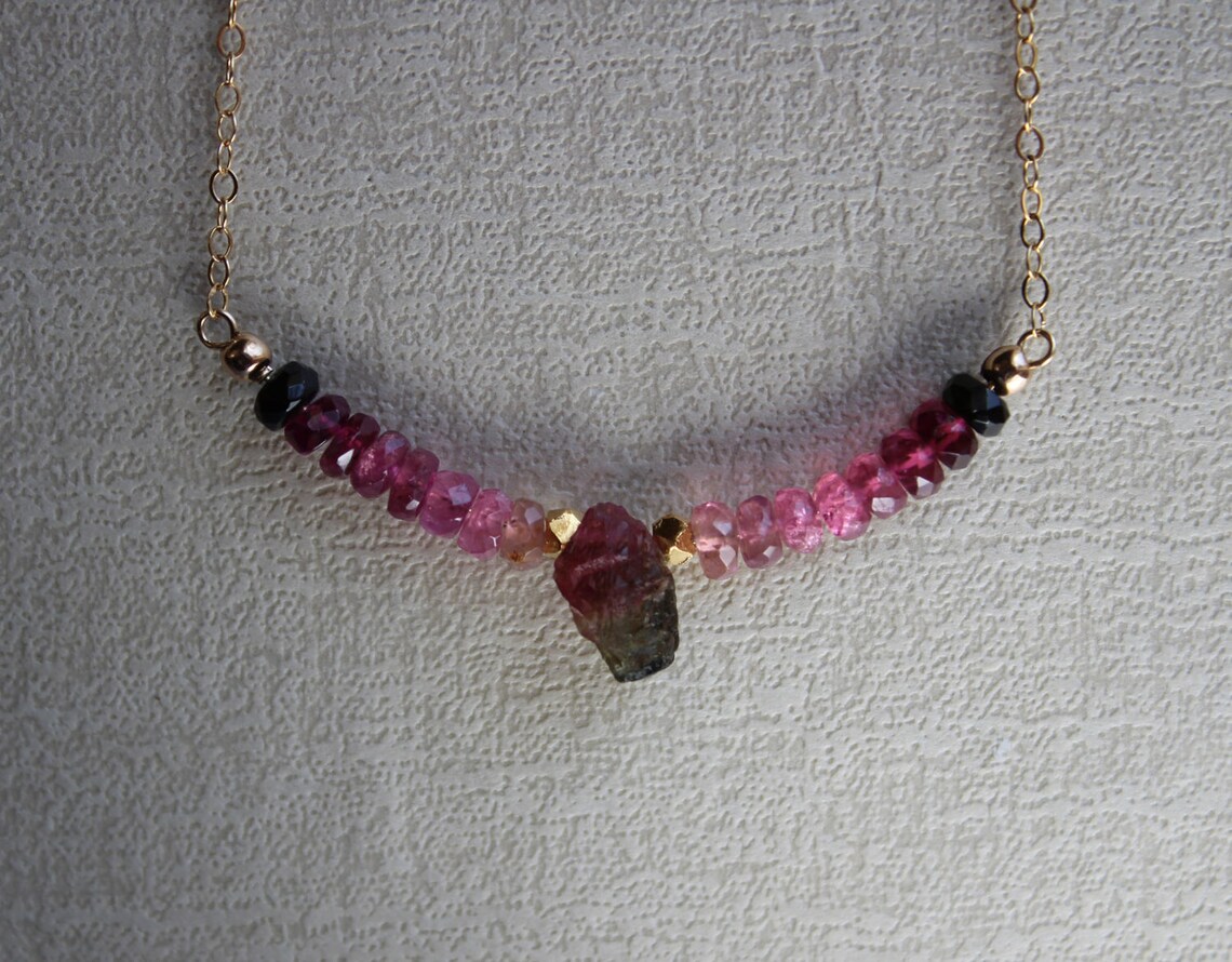 Watermelon Tourmaline Necklace Tourmaline Necklace Gemstone - Etsy