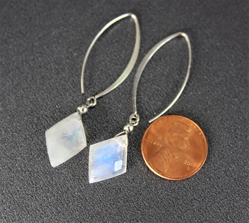 Moonstone Earrings June Birthstone Diamond Shaped Flashy - Etsy