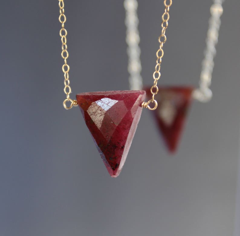 Ruby Necklace Ruby Flag Shaped Necklace Gemstone Bar | Etsy