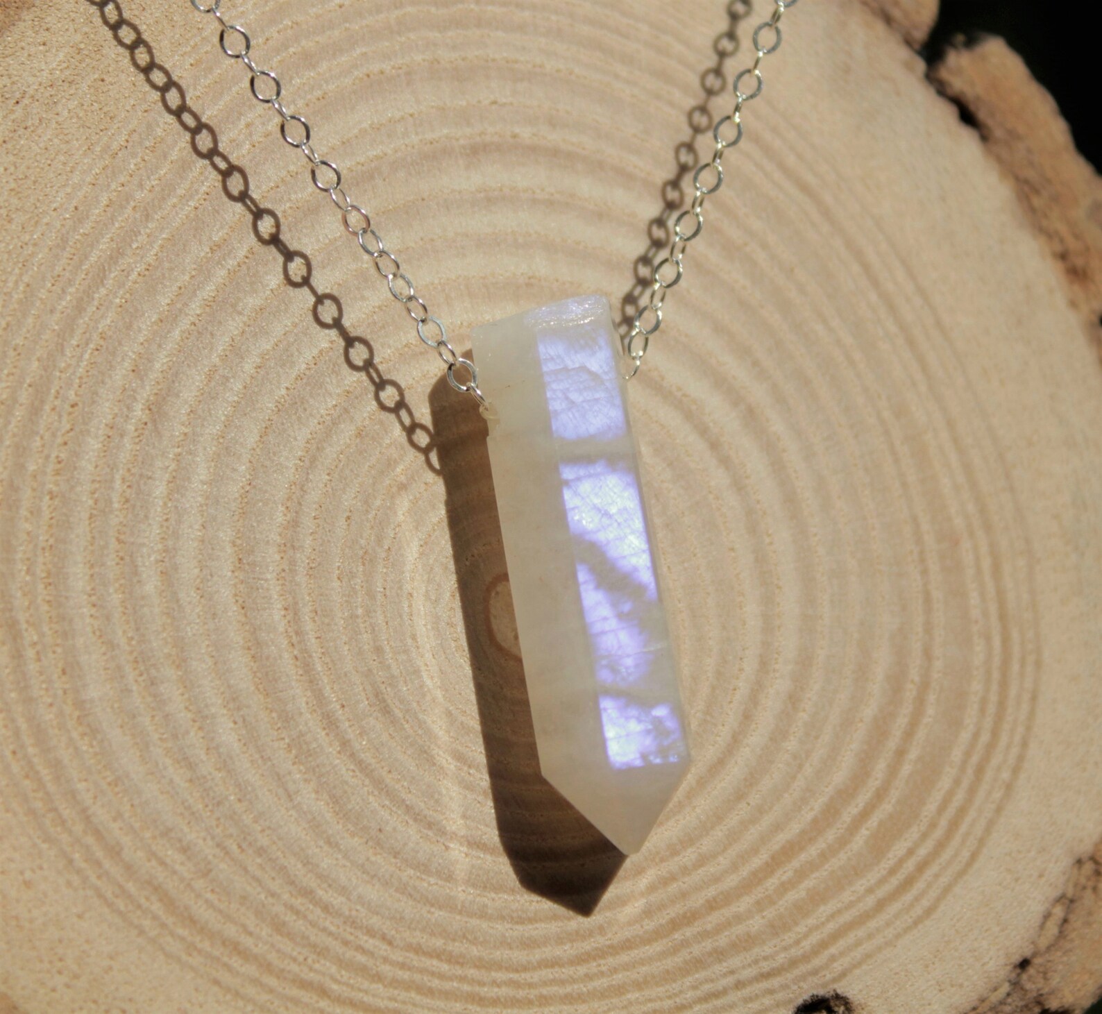 Moonstone Necklace Moonstone Point Necklace June Birthstone - Etsy