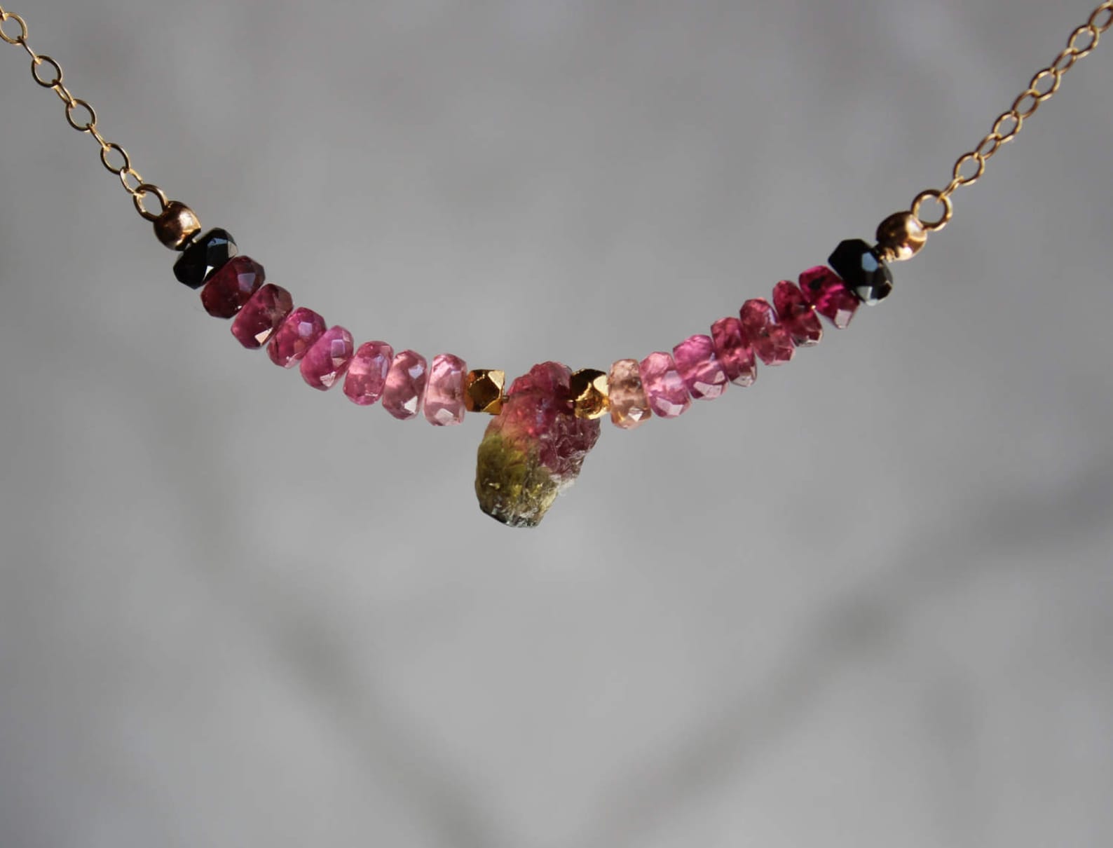Watermelon Tourmaline Necklace Tourmaline Necklace Gemstone - Etsy