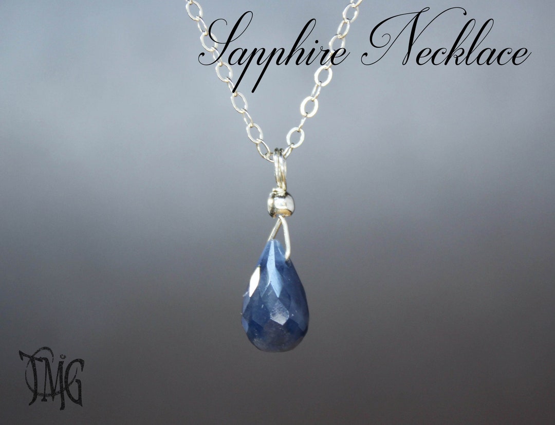 Sapphire Necklace September Birthstone Genuine Gemstone - Etsy
