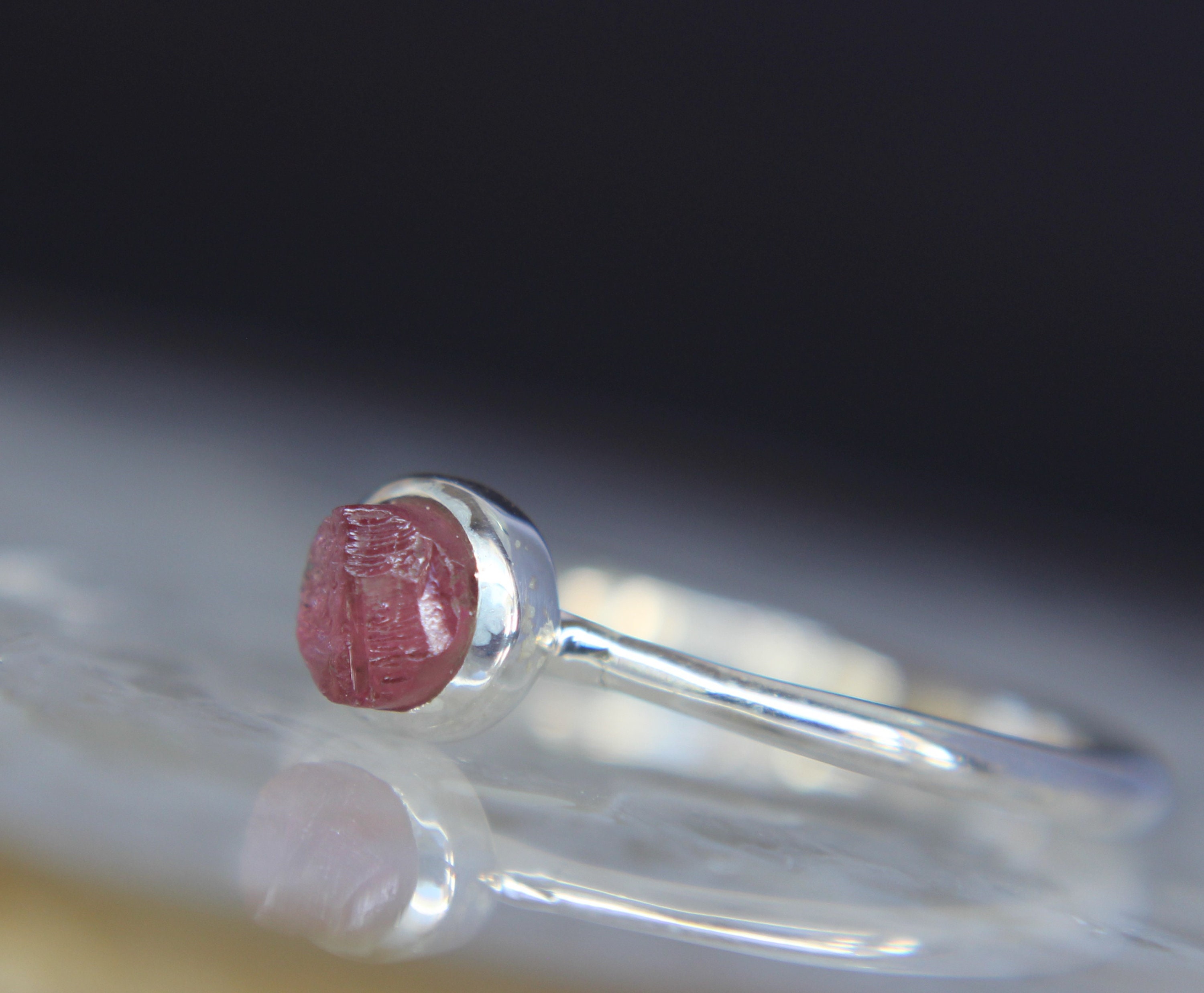 Raw Pink Tourmaline Ring October Birthstone Pink Tourmaline | Etsy