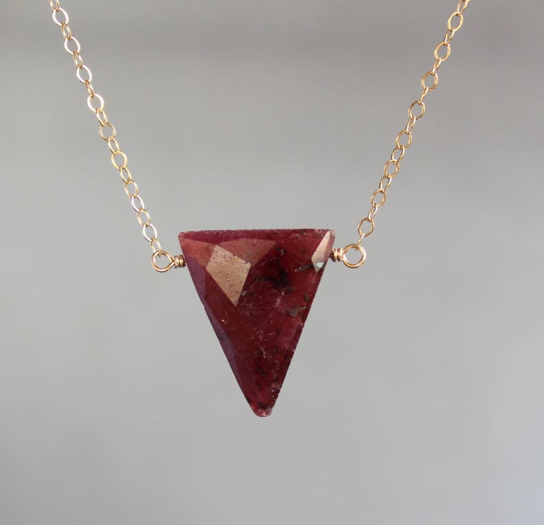 Ruby Necklace Ruby Flag Shaped Necklace Gemstone Bar | Etsy