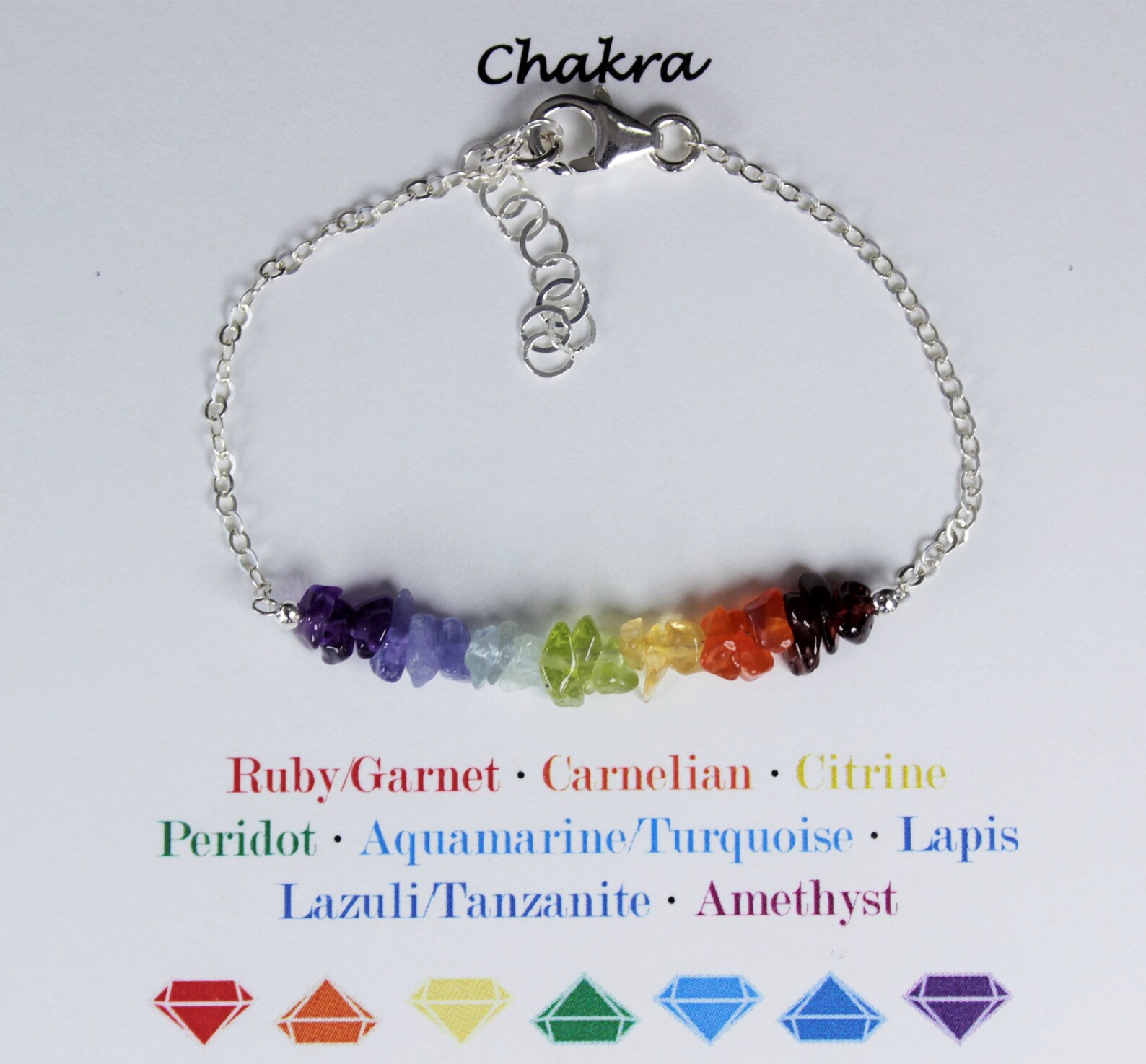 Chakra Bracelet Genuine Raw Gemstone Chakra Bracelet Rainbow | Etsy