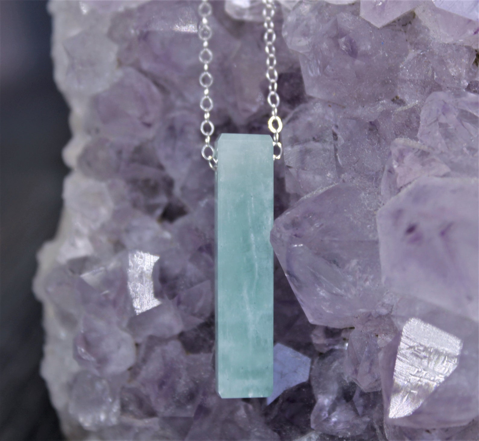 Amazonite Crystal Necklace Amazonite Point Raw Crystal | Etsy