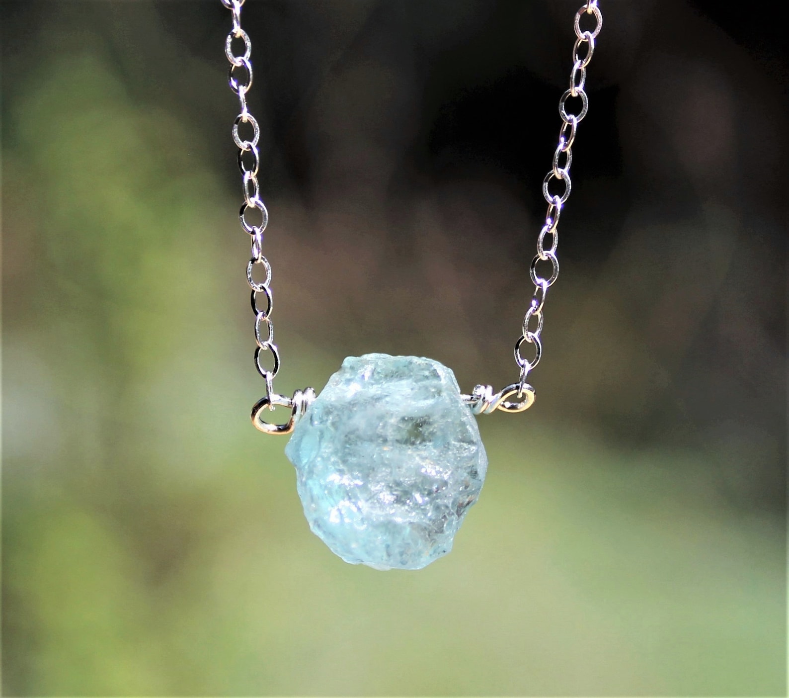 Aquamarine Necklace Raw Aquamarine Necklace Aquamarine - Etsy
