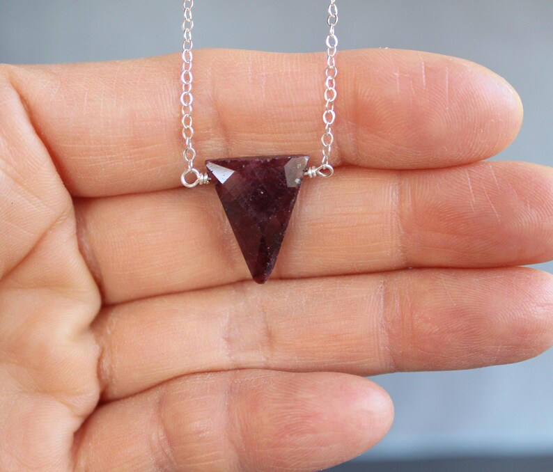 Ruby Necklace Ruby Flag Shaped Necklace Gemstone Bar | Etsy