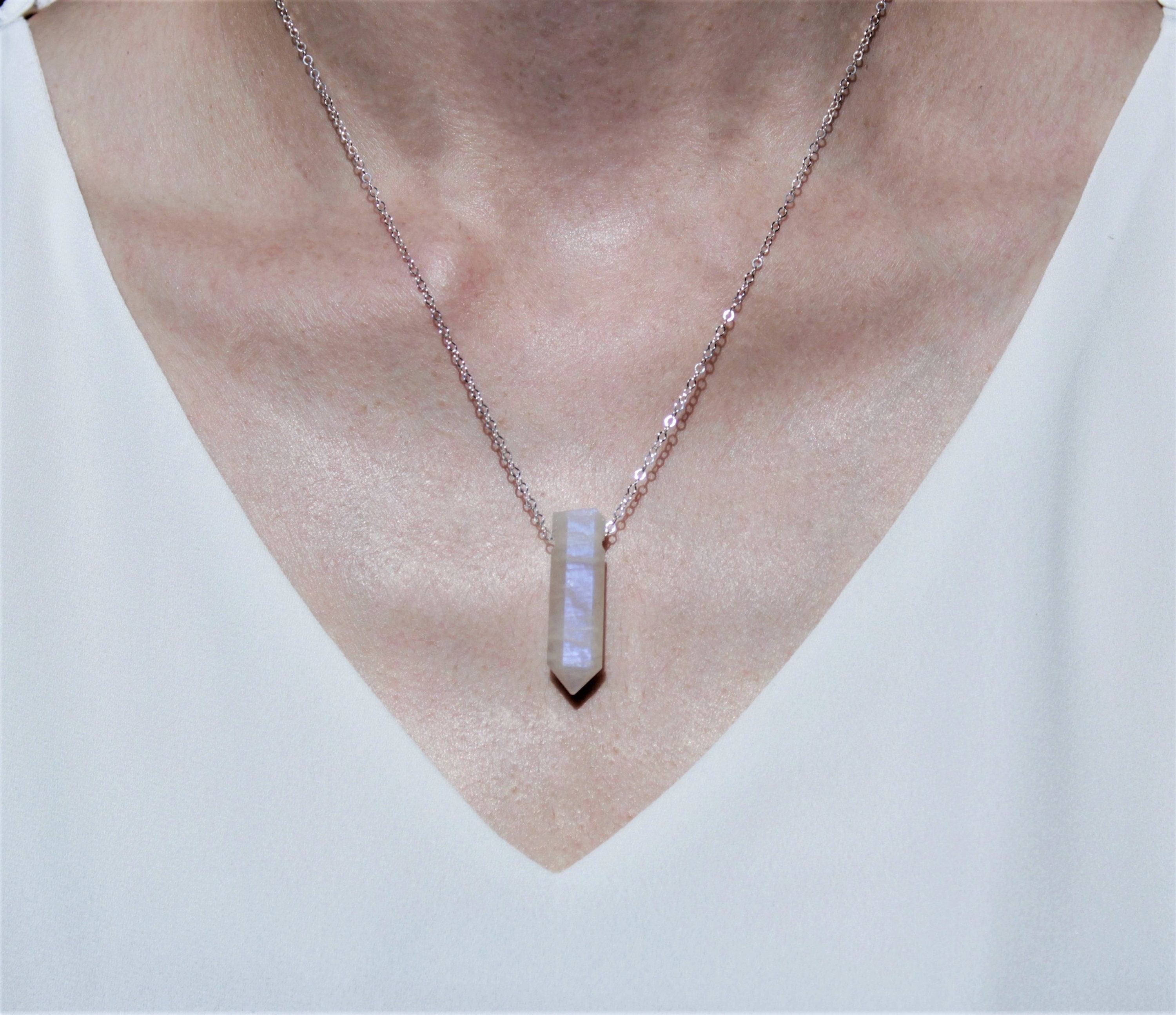 Moonstone Necklace Moonstone Point Necklace June Birthstone | Etsy