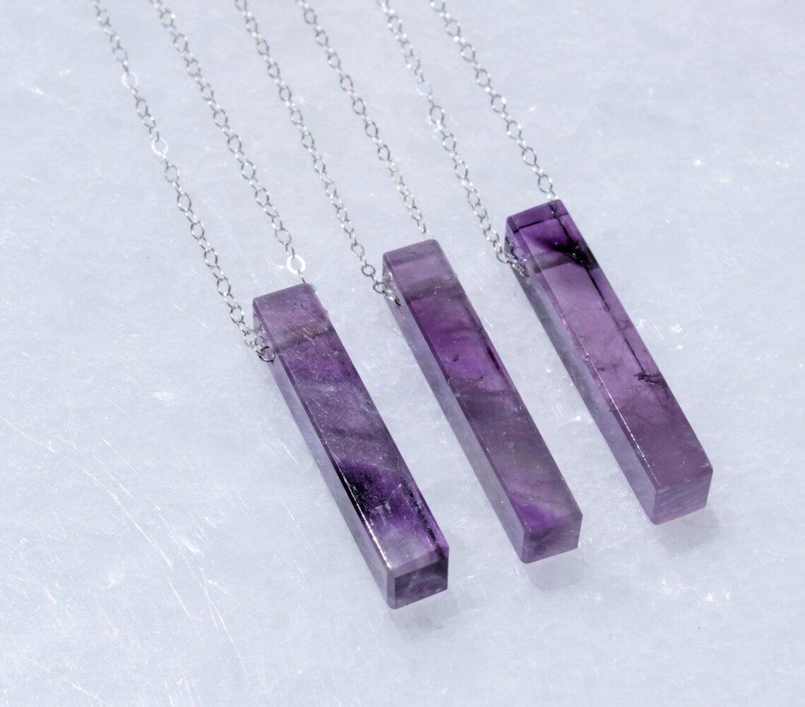 Amethyst Crystal Necklace February Birthstone Amethyst | Etsy
