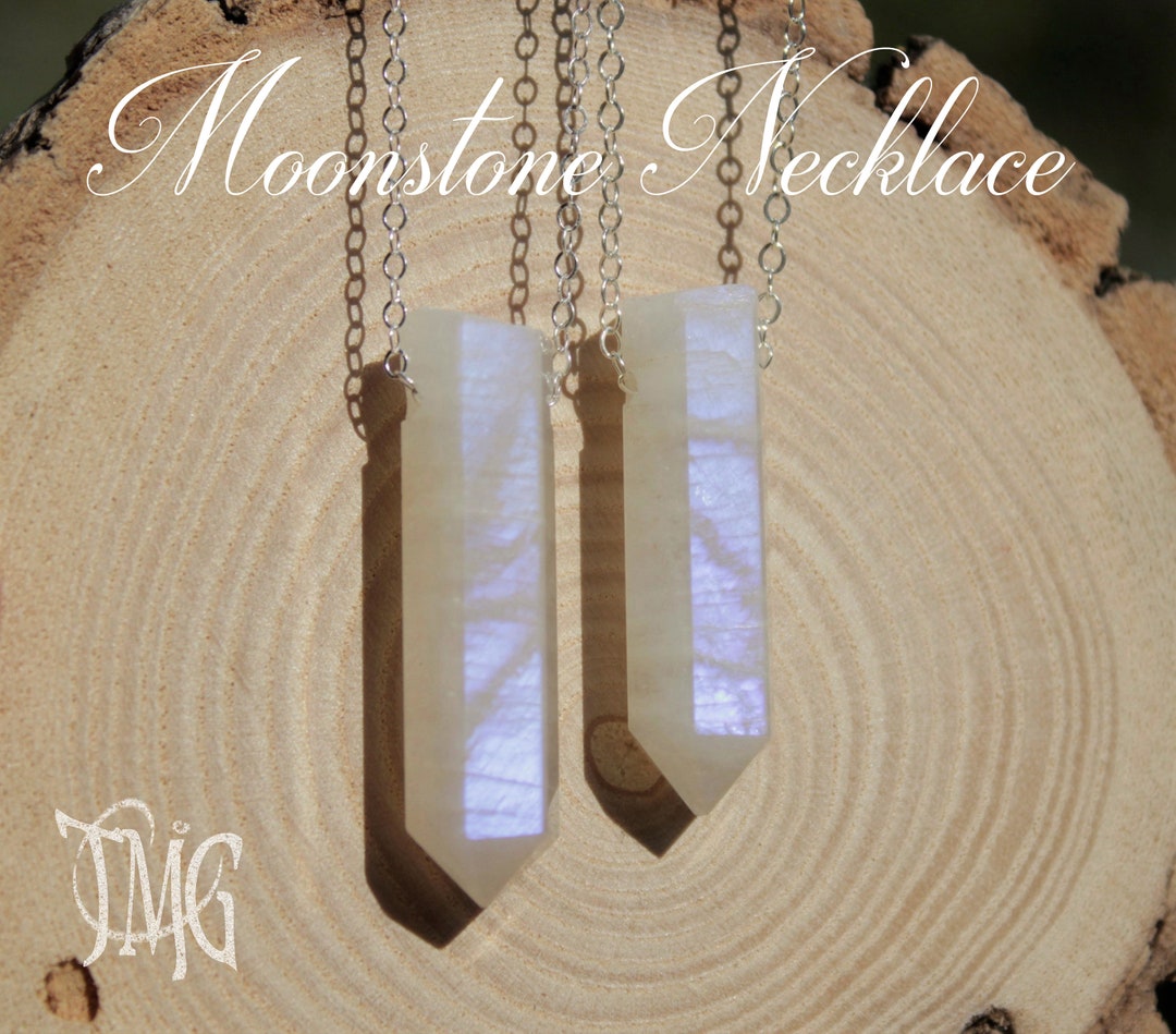 Moonstone Necklace, Moonstone Point Necklace, June Birthstone, Raw ...