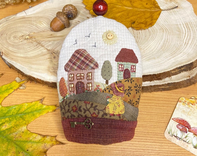 Japanese Patchwork Fabric Key Holder, Quilted Key Holder, Patchwork Key ...