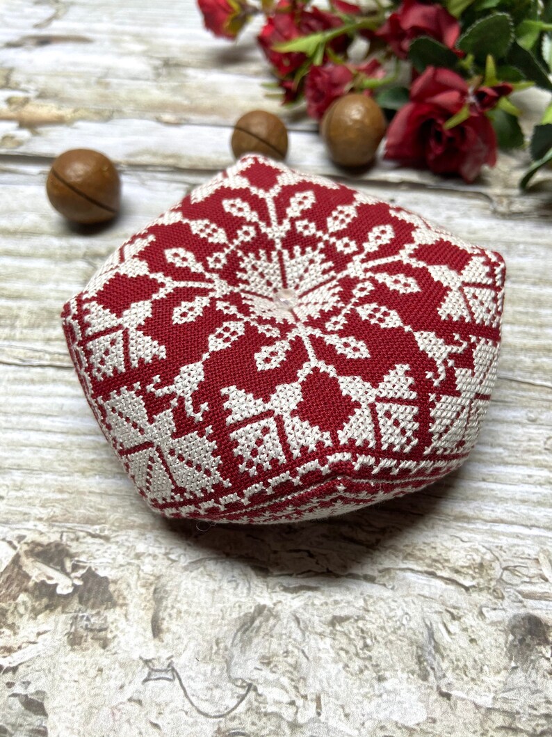 Christmas Biscornu Pincushion Pattern: Red & White Cross Stitch (PDF ...
