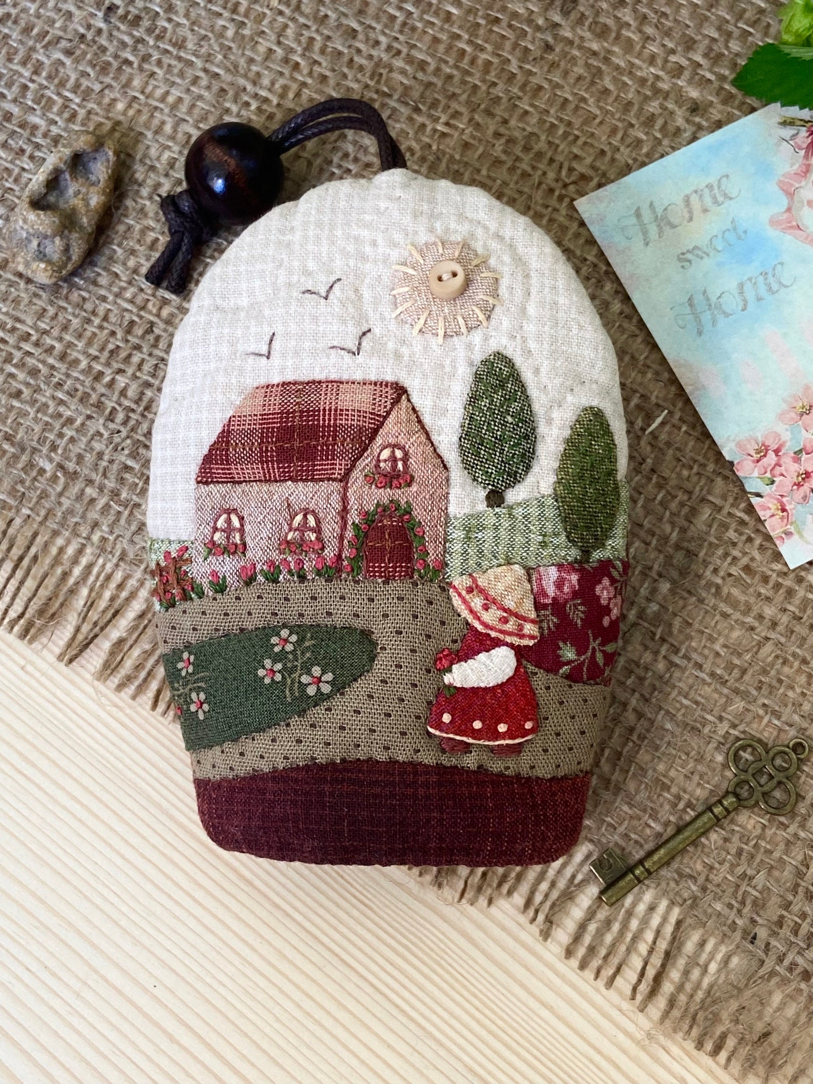 Japanese Patchwork Fabric Key Holder, Quilted Key Holder, Patchwork Key ...