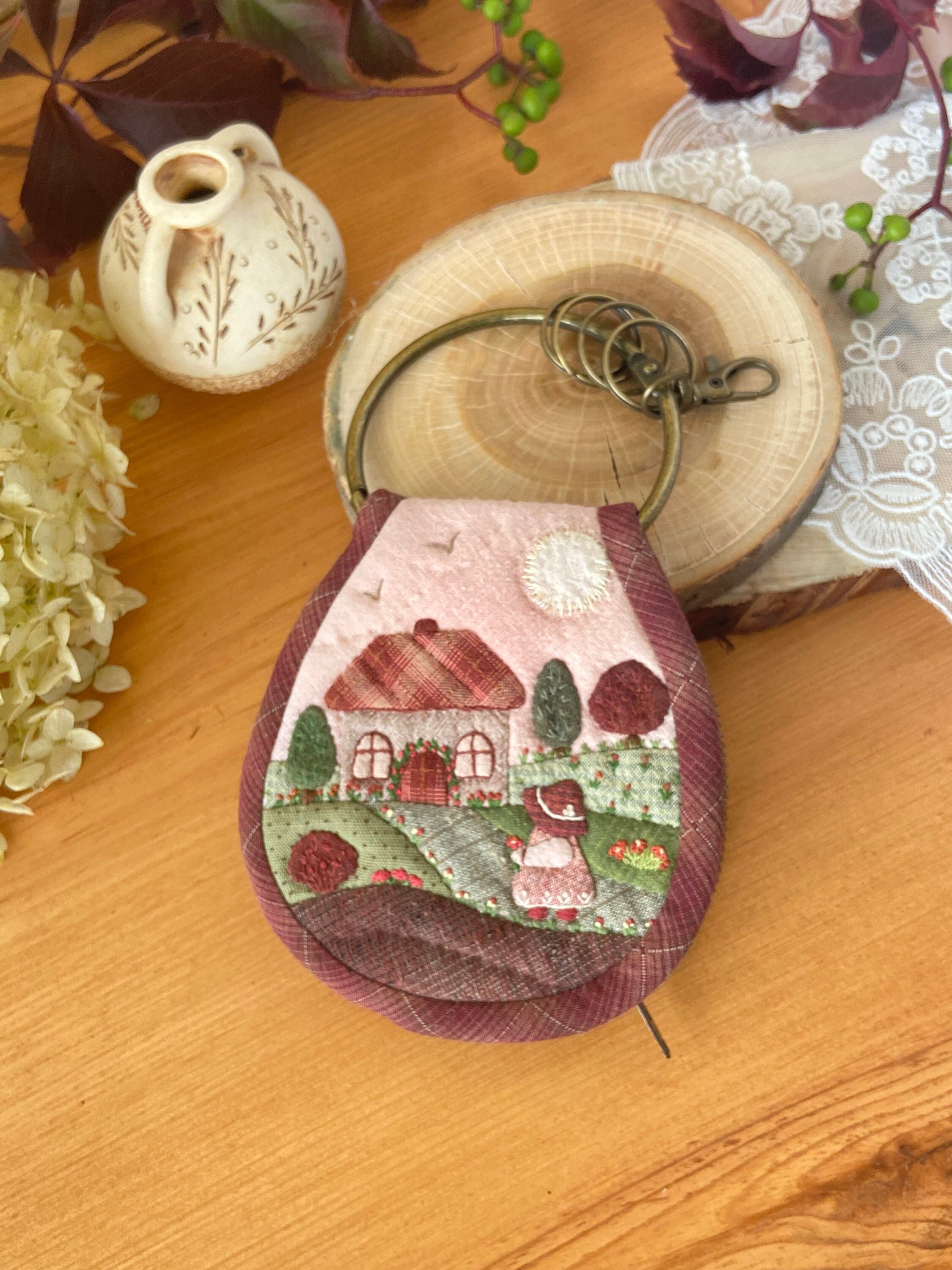 Japanese Patchwork Fabric Key Holder, Quilted Key Holder, Patchwork Key Organizer, Handmade Key ...