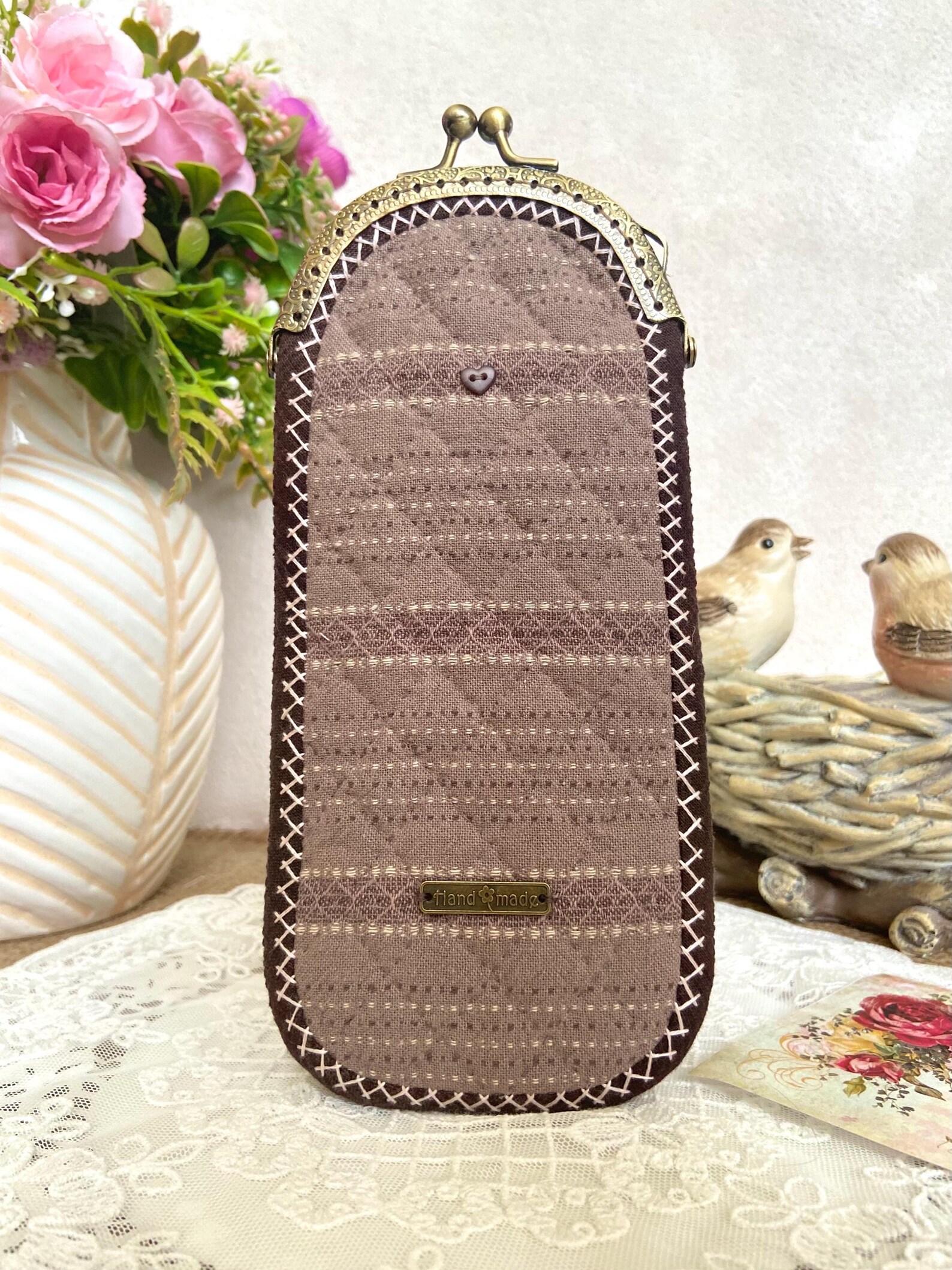 Patchwork Glasses Case Roses Handmade Quilted Eyeglass Case Quilted ...
