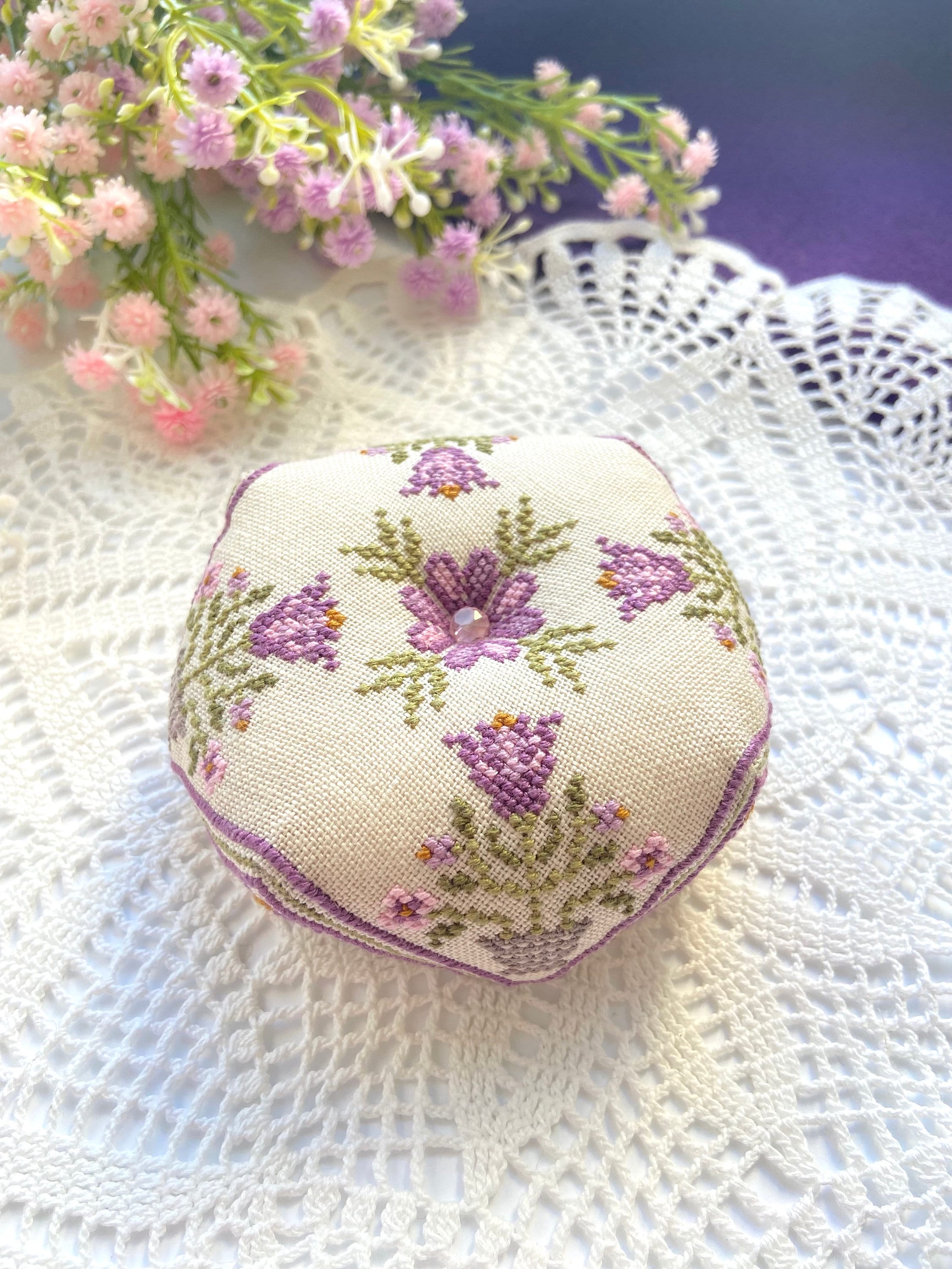 Biscornu Pattern PDF Spring Flowers Cross Stitch Pincushion Instant ...