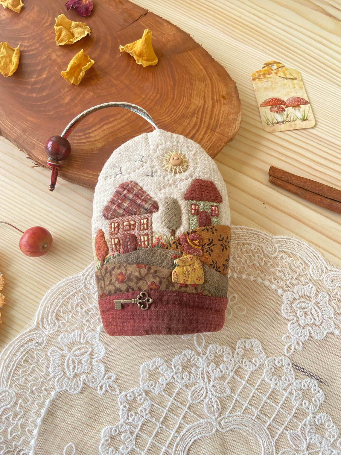 Japanese Patchwork Fabric Key Holder, Quilted Key Holder, Patchwork Key ...