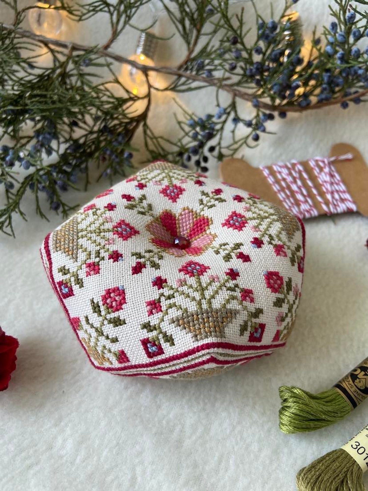 Biscornu Pattern PDF Flower Basket Cross Stitch Pincushion Instant ...