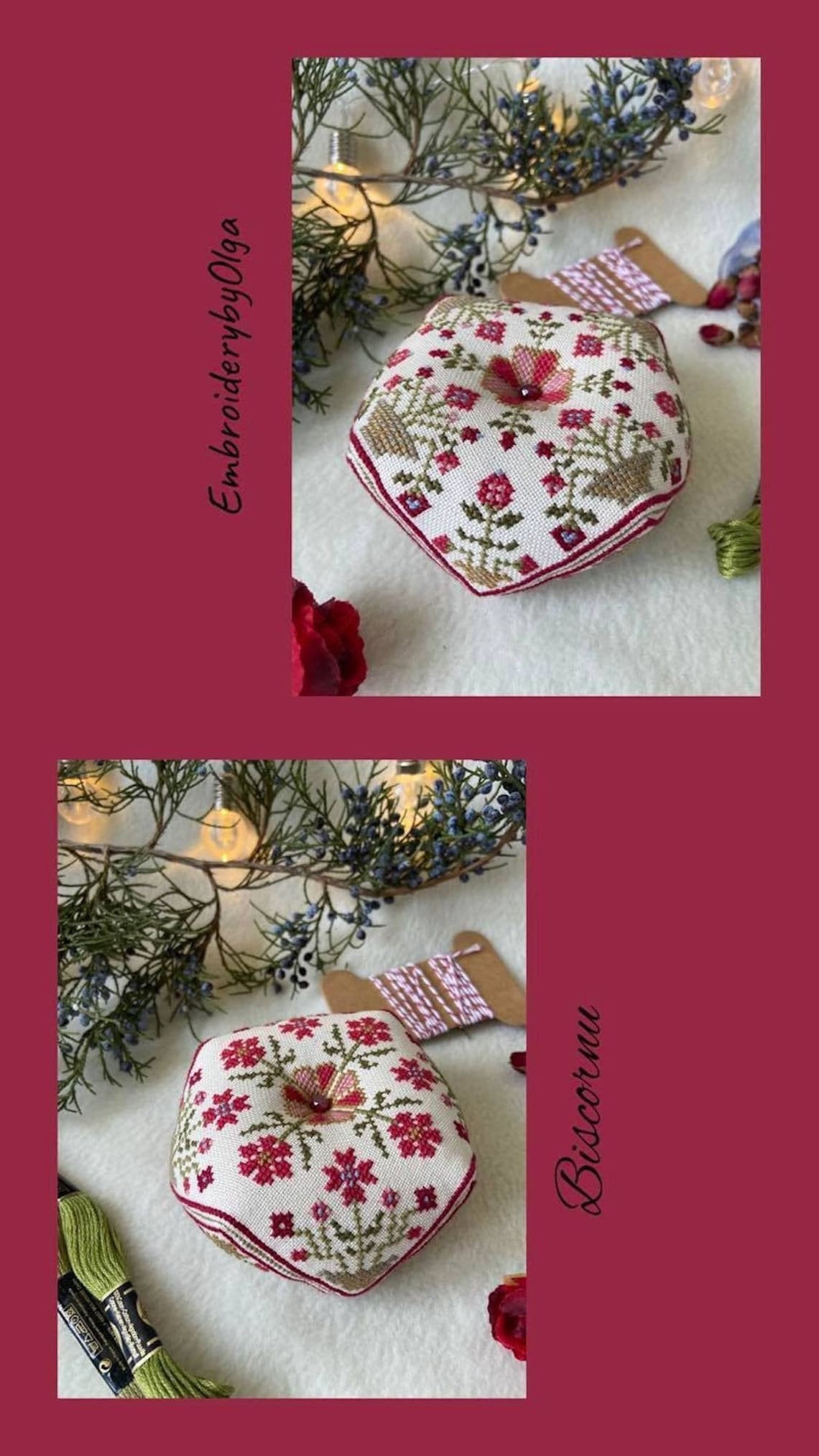 Biscornu Pattern PDF Flower Basket Cross Stitch Pincushion - Etsy