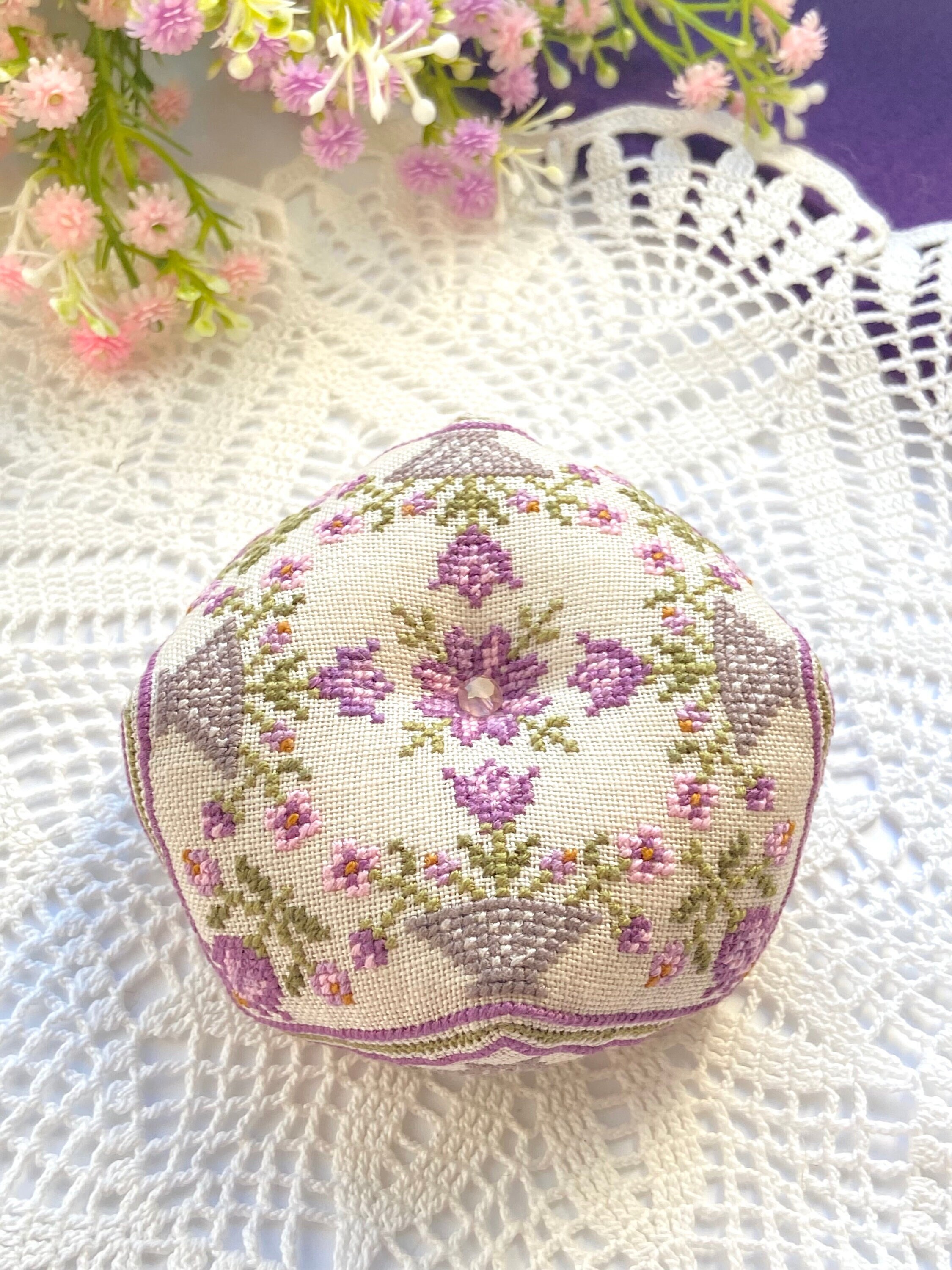 Biscornu Pattern PDF Spring Flowers Cross Stitch Pincushion Instant ...