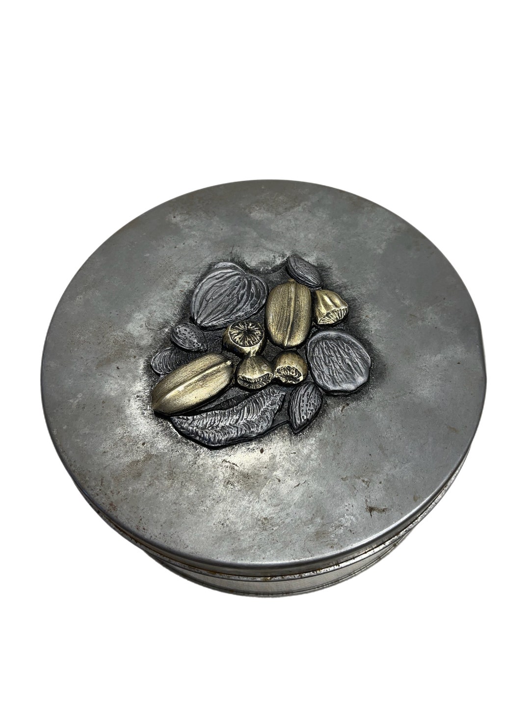 1984 Metzke Pewter With Brass Mixed Nuts Lidded Tin - Etsy