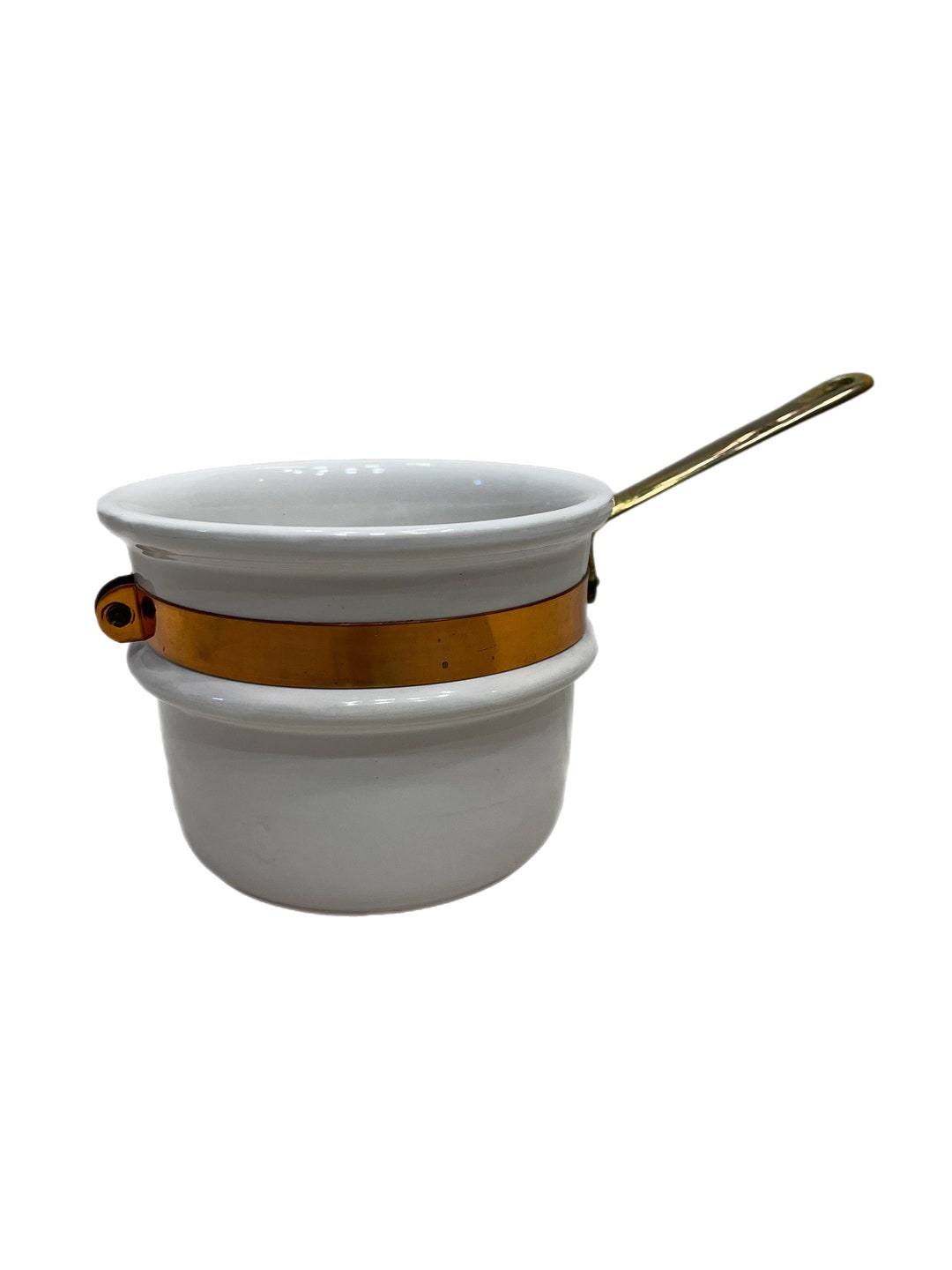 Cream Ceramic Double Boiler Insert With Copper and Brass - Etsy