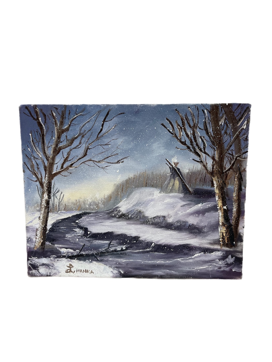 Winter Indigenous People Teepee Painting - Etsy