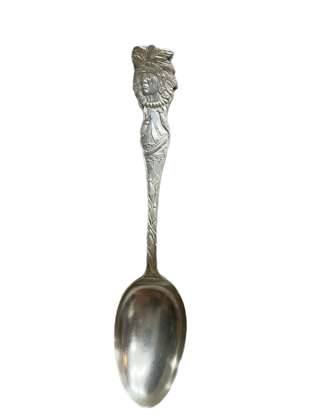 Sterling Native American Chief's Head Souvenir Spoon - Etsy