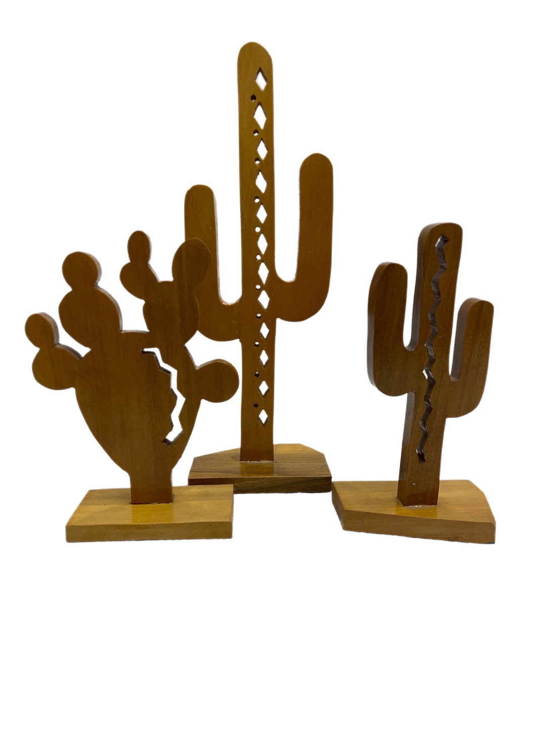 James A. Stover Wood Cacti Folk Art [set of 3] - Etsy