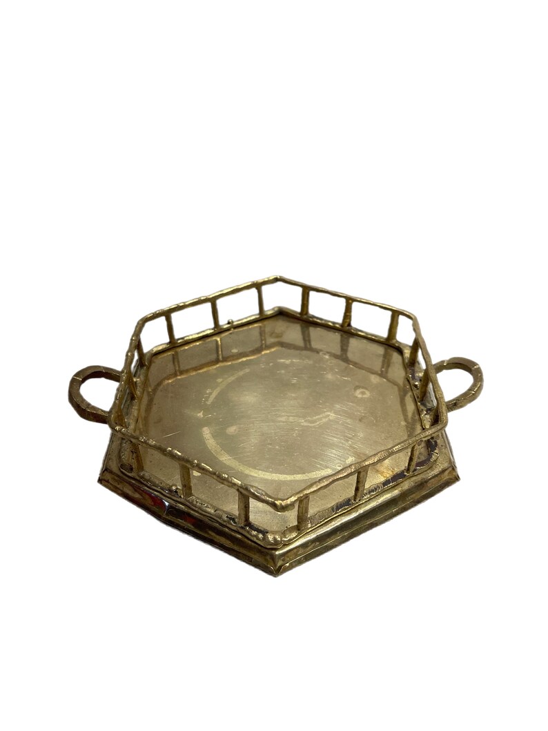 Small Hexagonal 5" Bamboo-style Brass Tray - Etsy