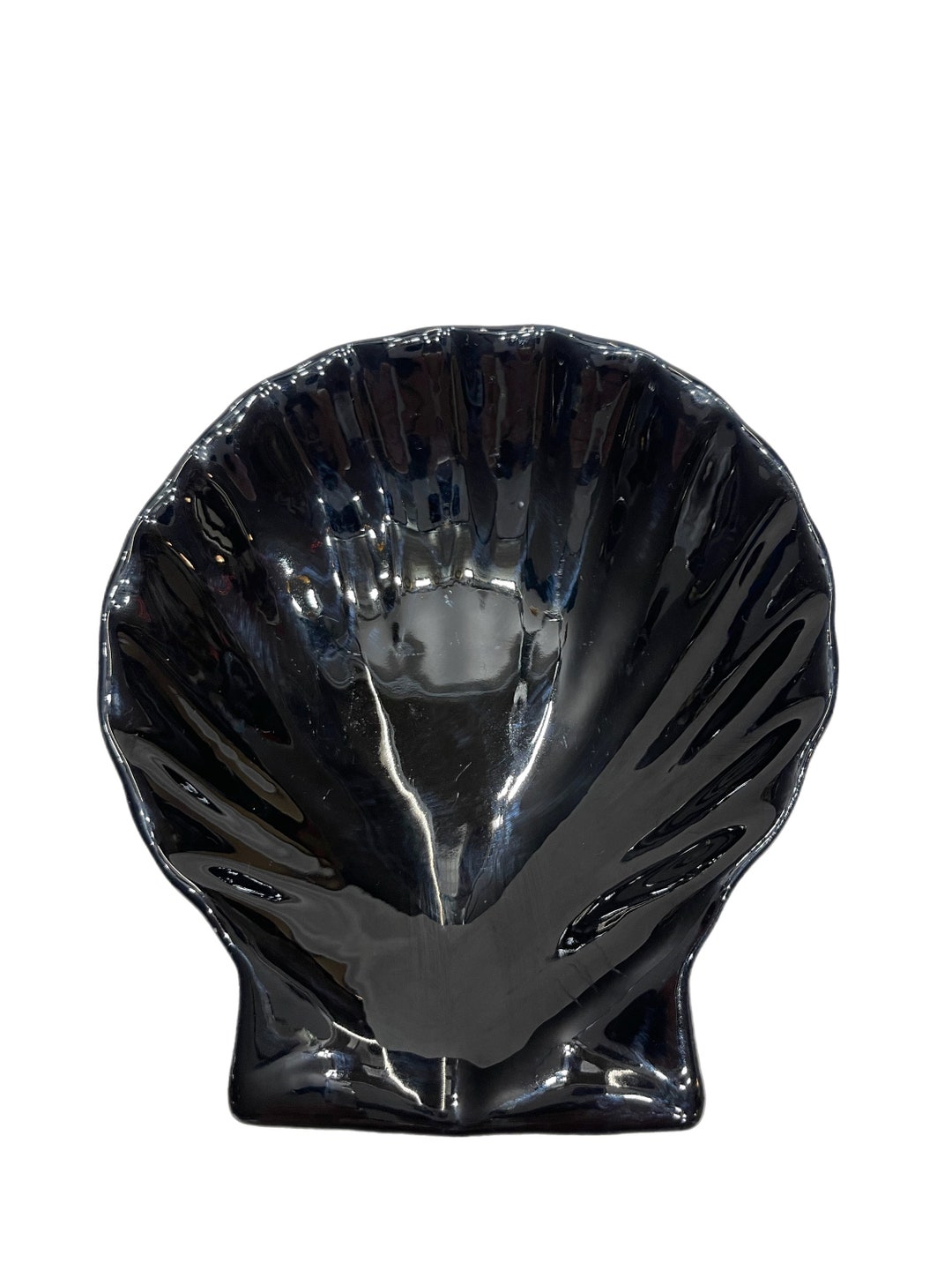 Hyalyn USA Black Scallop Candy Dish - Etsy