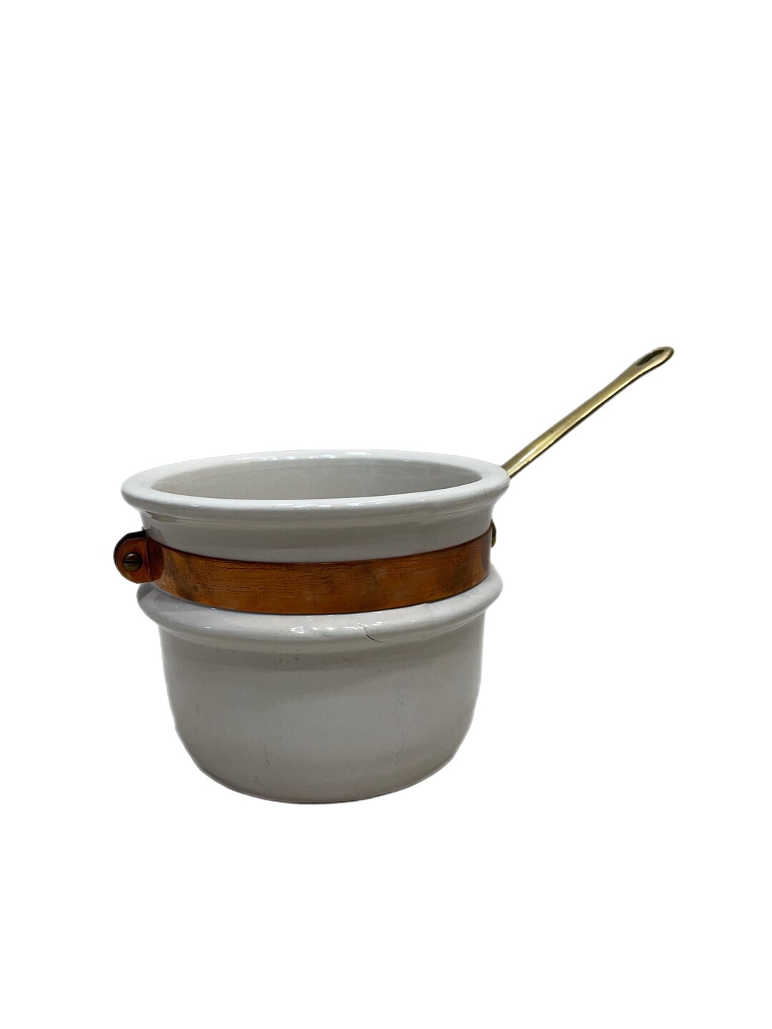 Cream Ceramic Double Boiler Insert With Copper and Brass Handle - Etsy