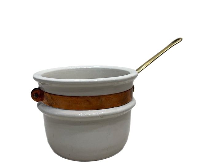 French Hammered Copper Bain Marie, Double Boiler W APILCO White ...