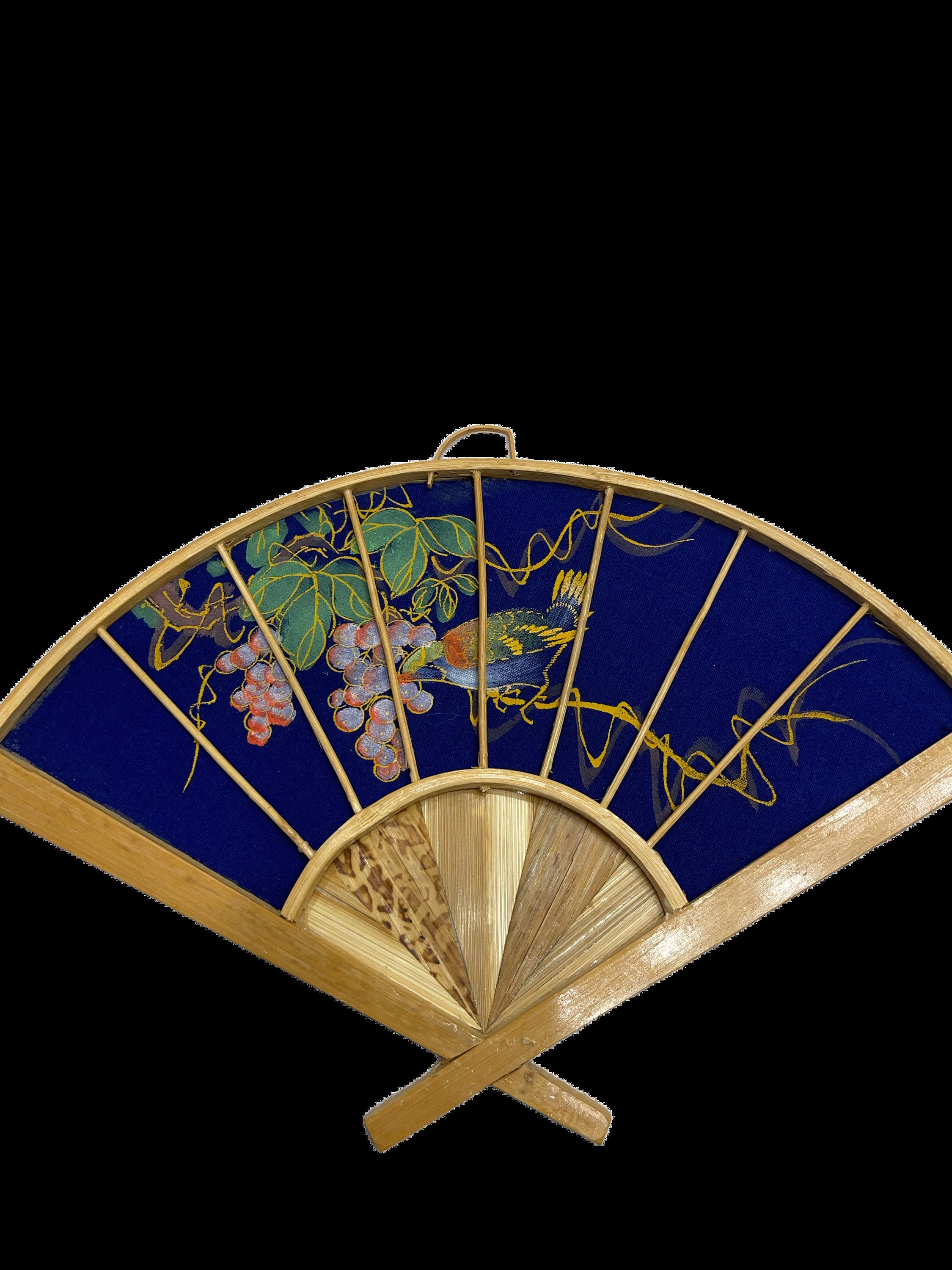 Pair of Japanese Linen and Bamboo Fans - Etsy