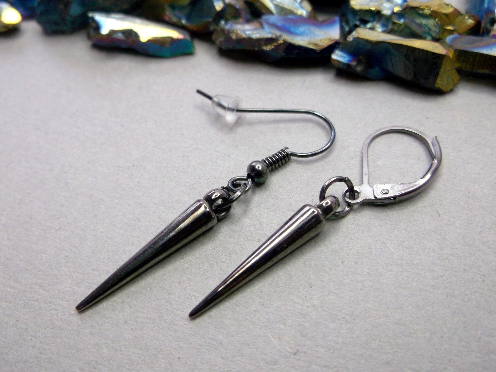Gunmetal Color Spike, One Spike Earring, Spike Cone Earring, Spike Cone ...