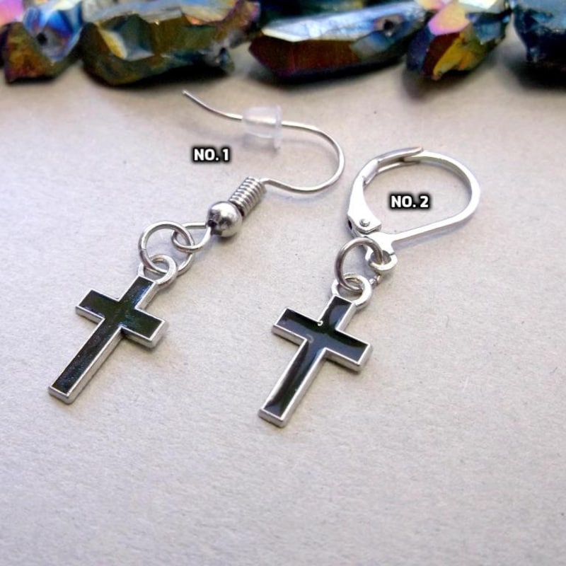 Black Cross Earrings - Etsy