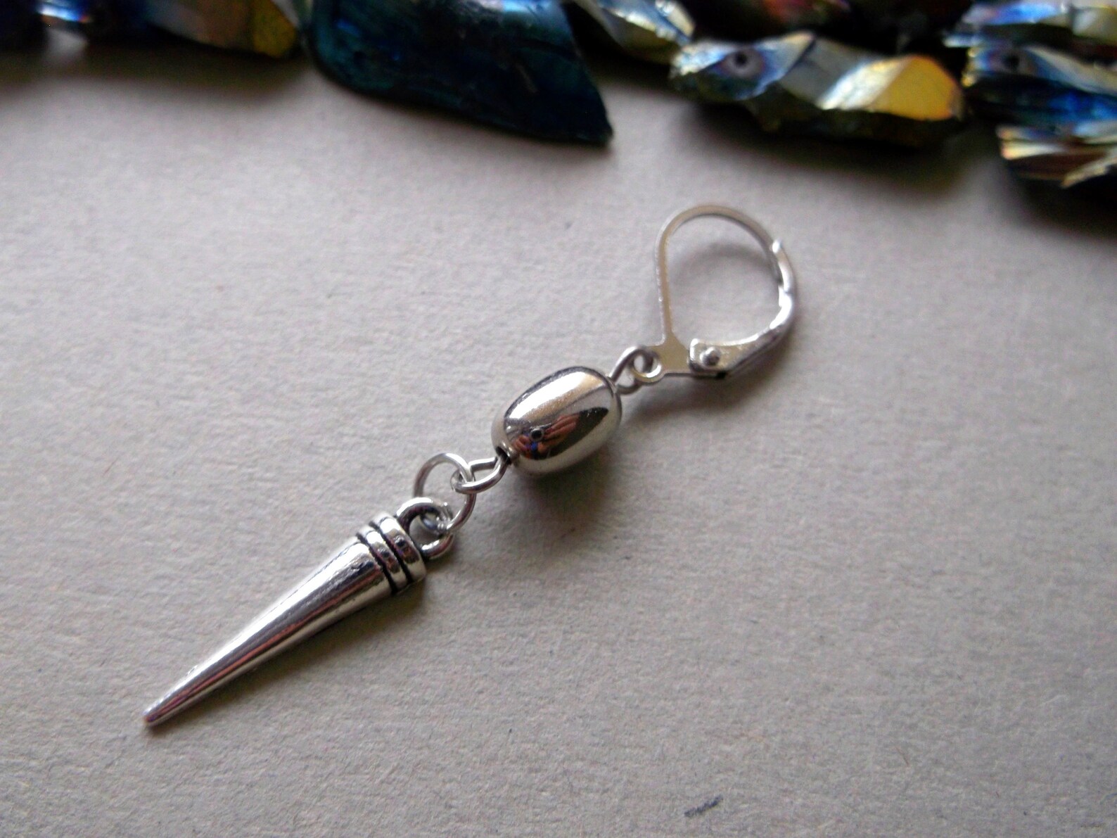 One spike dangle spike men long spike dangle silver spike | Etsy