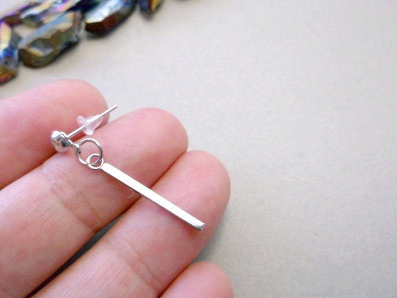 Silver Stick Dangle Stick Earring One Stick Earring Silver Bar | Etsy