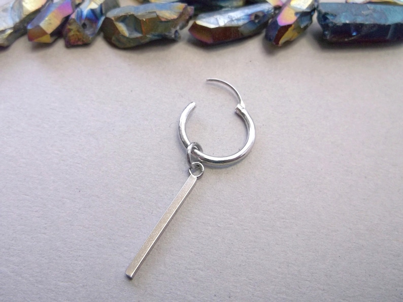 Silver Stick Dangle Stick Earring One Stick Earring Silver Bar | Etsy