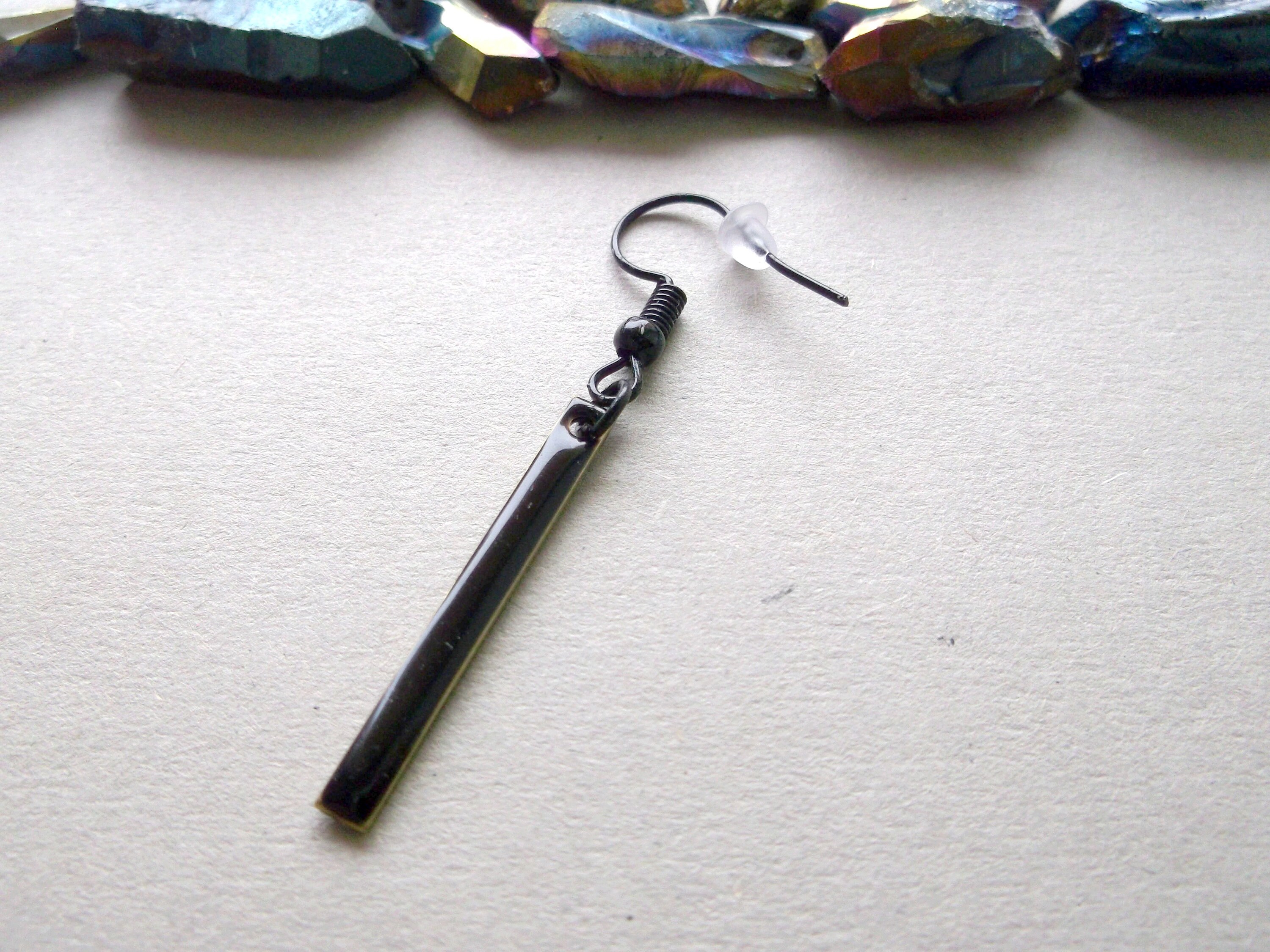Black Stick Dangle Stick Earring Black Stick Earring Enamel - Etsy