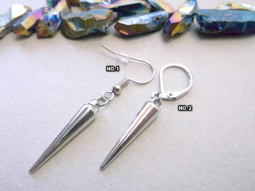 Silver Spike Dangle Spike Men, Short Spike Dangle Acrylic Spike Dangle ...