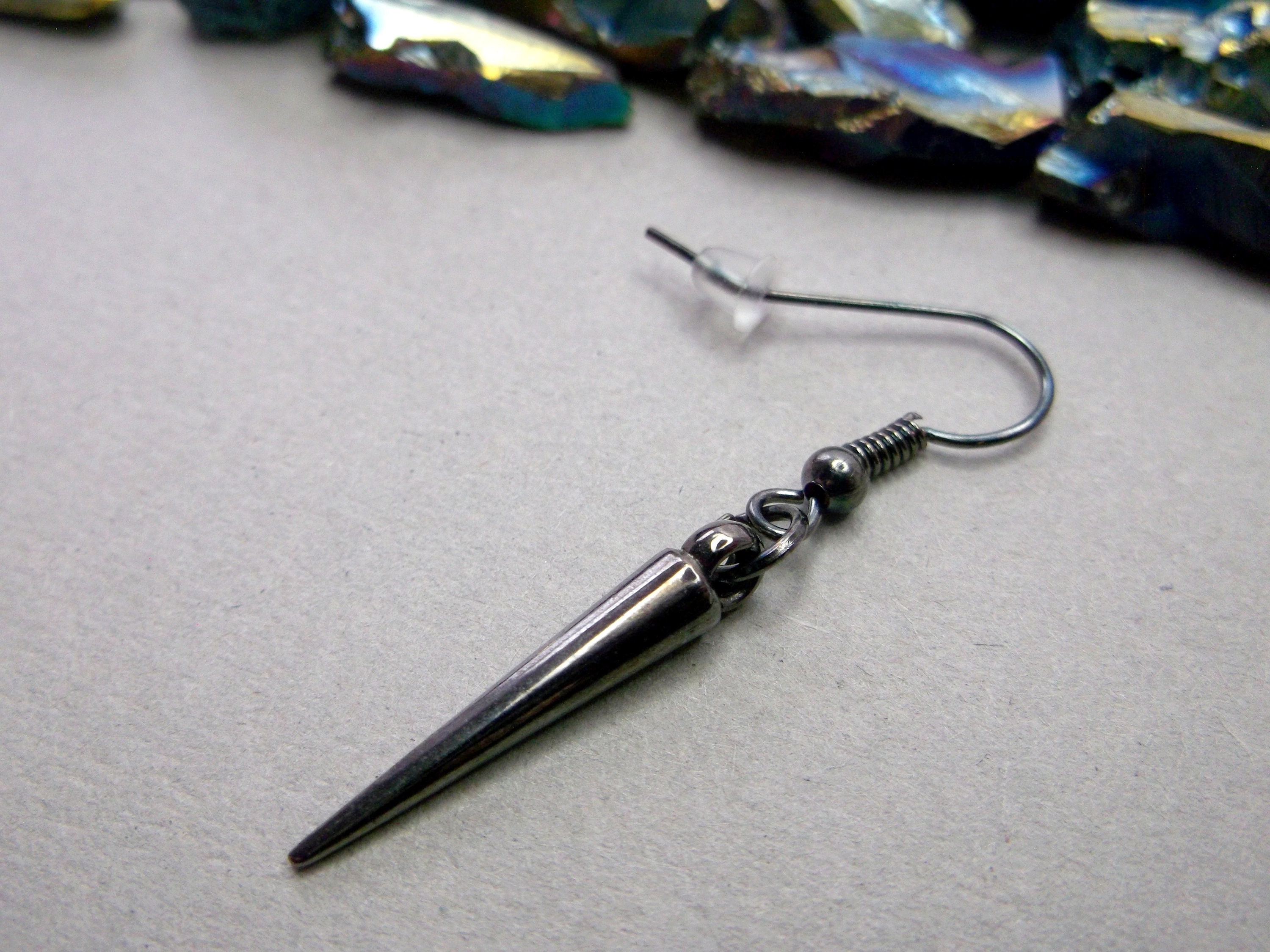 Gunmetal Color Spike, One Spike Earring, Spike Cone Earring, Spike Cone ...