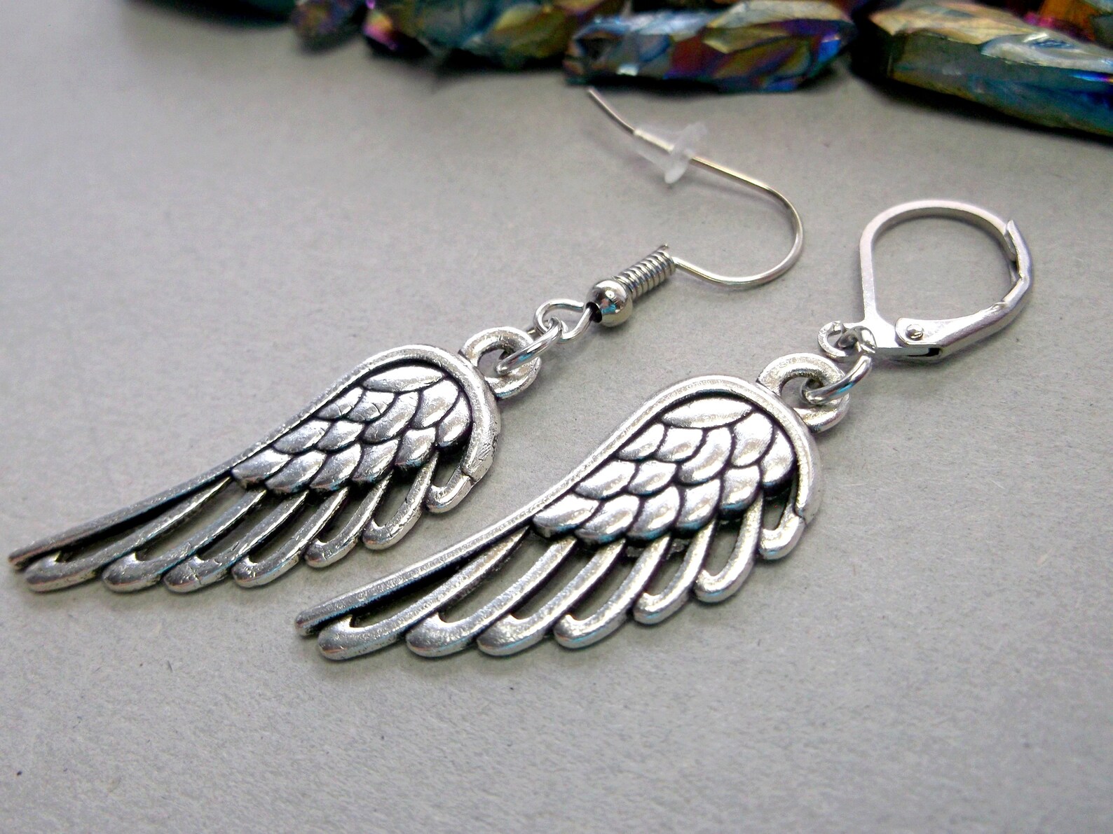 One Angel Wing Earring Metal Wing Earring Silver Wing Earring | Etsy