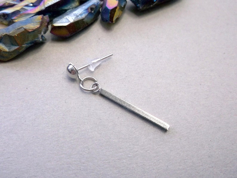 Silver Stick Dangle Stick Earring One Stick Earring Silver Bar | Etsy