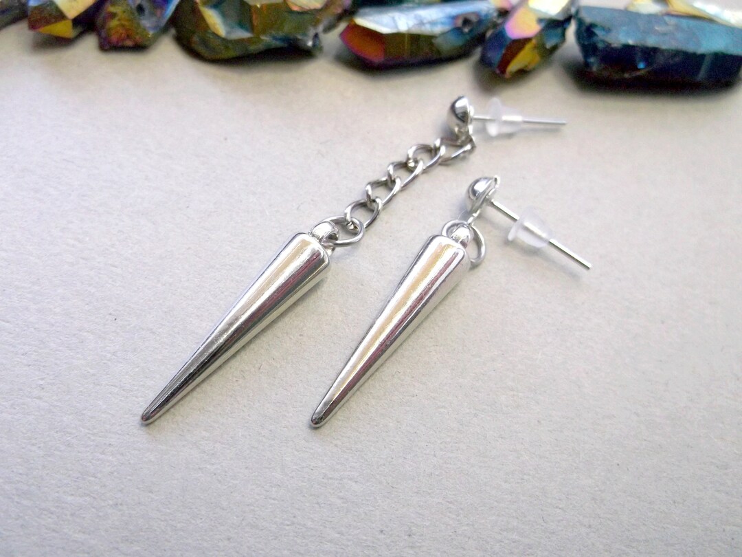 Silver Spike Dangle Spike Men, Short Spike Dangle Long Spike Dangle ...