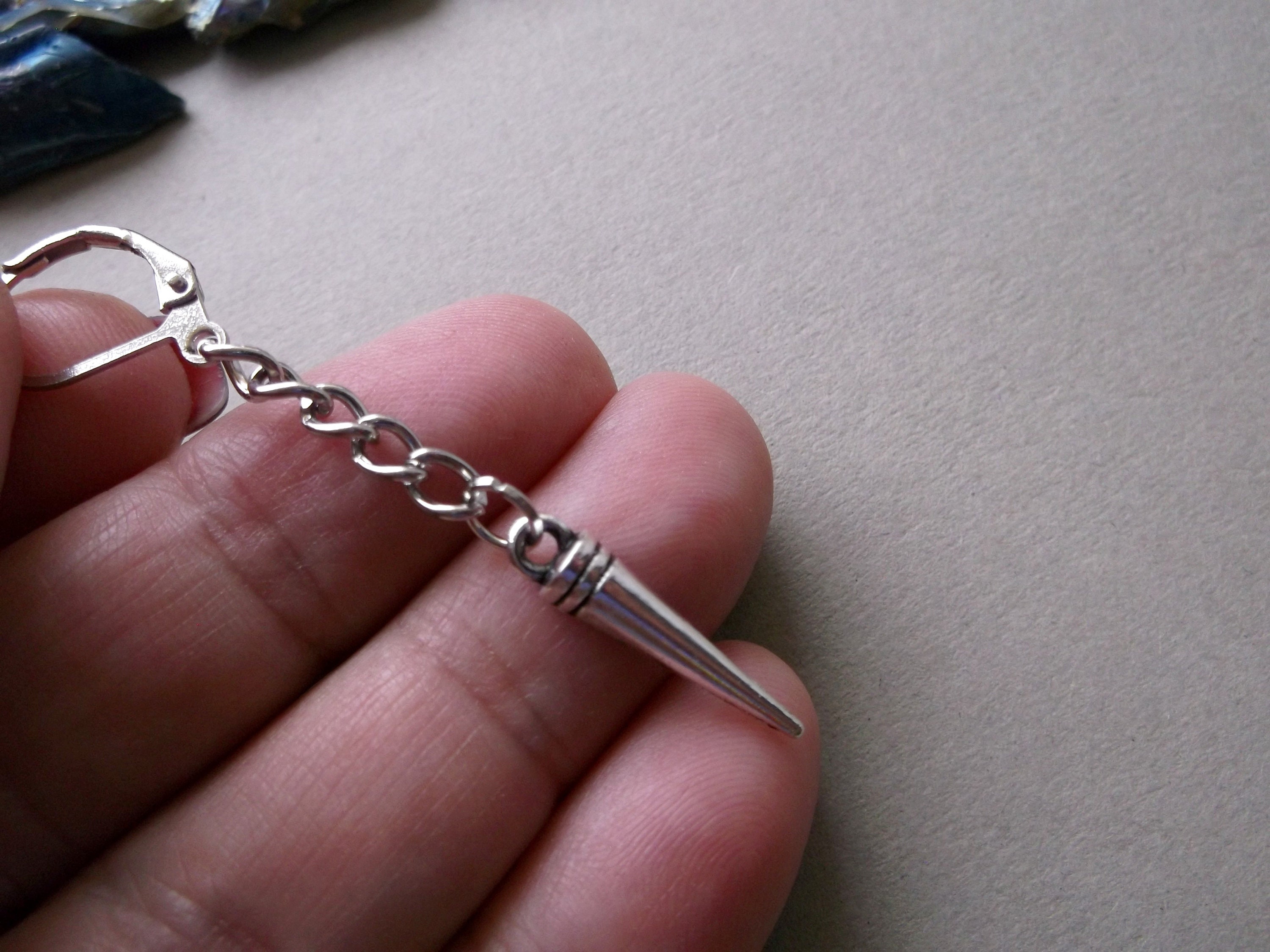 One spike dangle spike chain dangle long chain dangle long | Etsy