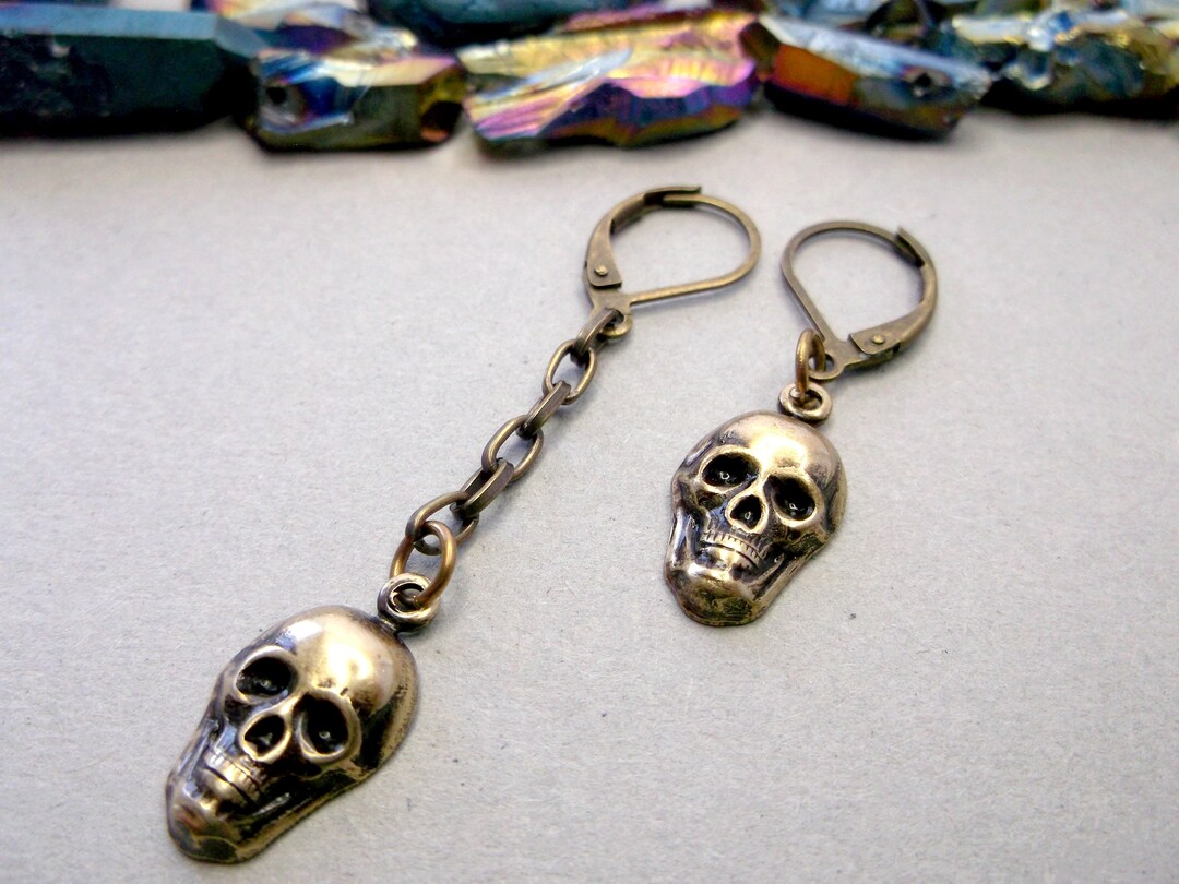 One Skull Dangle, Brass Skull, Skull Dangle, Skull Bronze Dangle, Men ...
